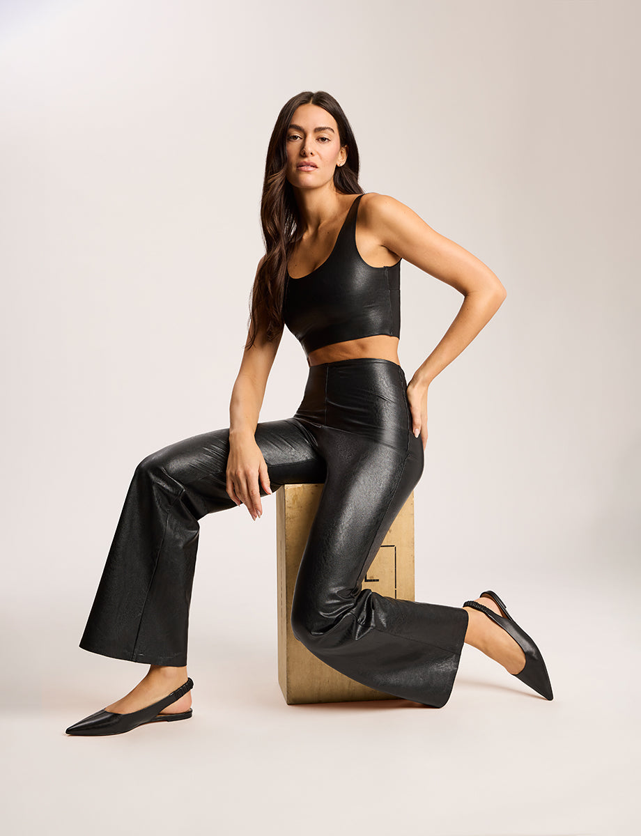 Faux Leather Squareneck Crop Top | Commando®